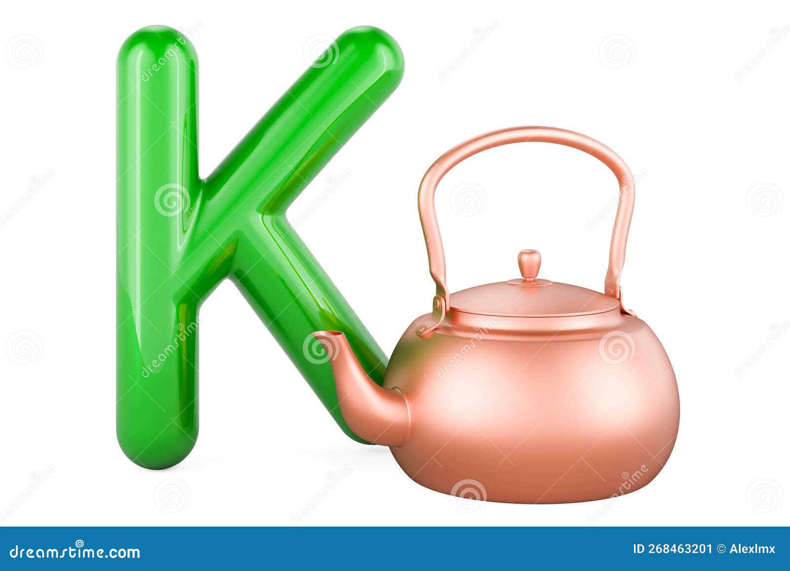 Kids ABC, Letter K with Kettle, 3D Rendering Stock Illustration ...