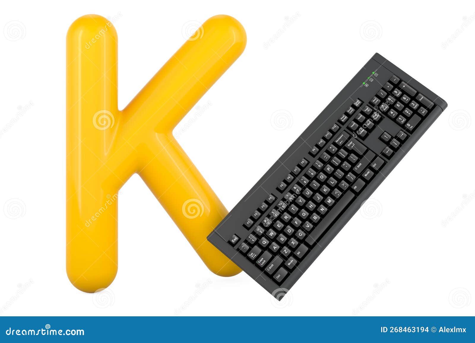 Kids ABC, Letter K with Keyboard. 3D Rendering Stock Illustration ...