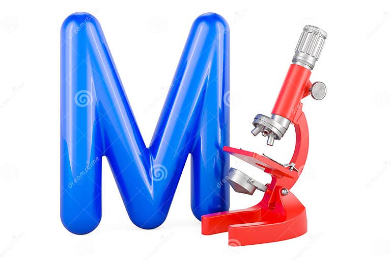 Kids ABC, Letter M with Microscope. 3D Rendering Stock Illustration ...