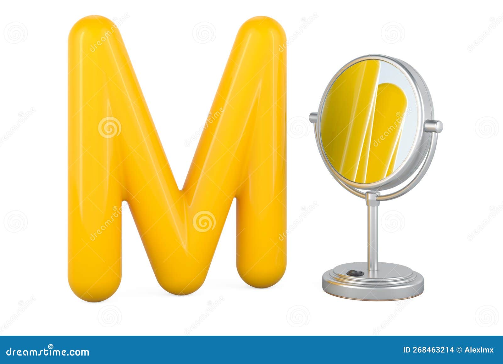 Kids ABC, Letter M with Mirror. 3D Rendering Stock Illustration ...