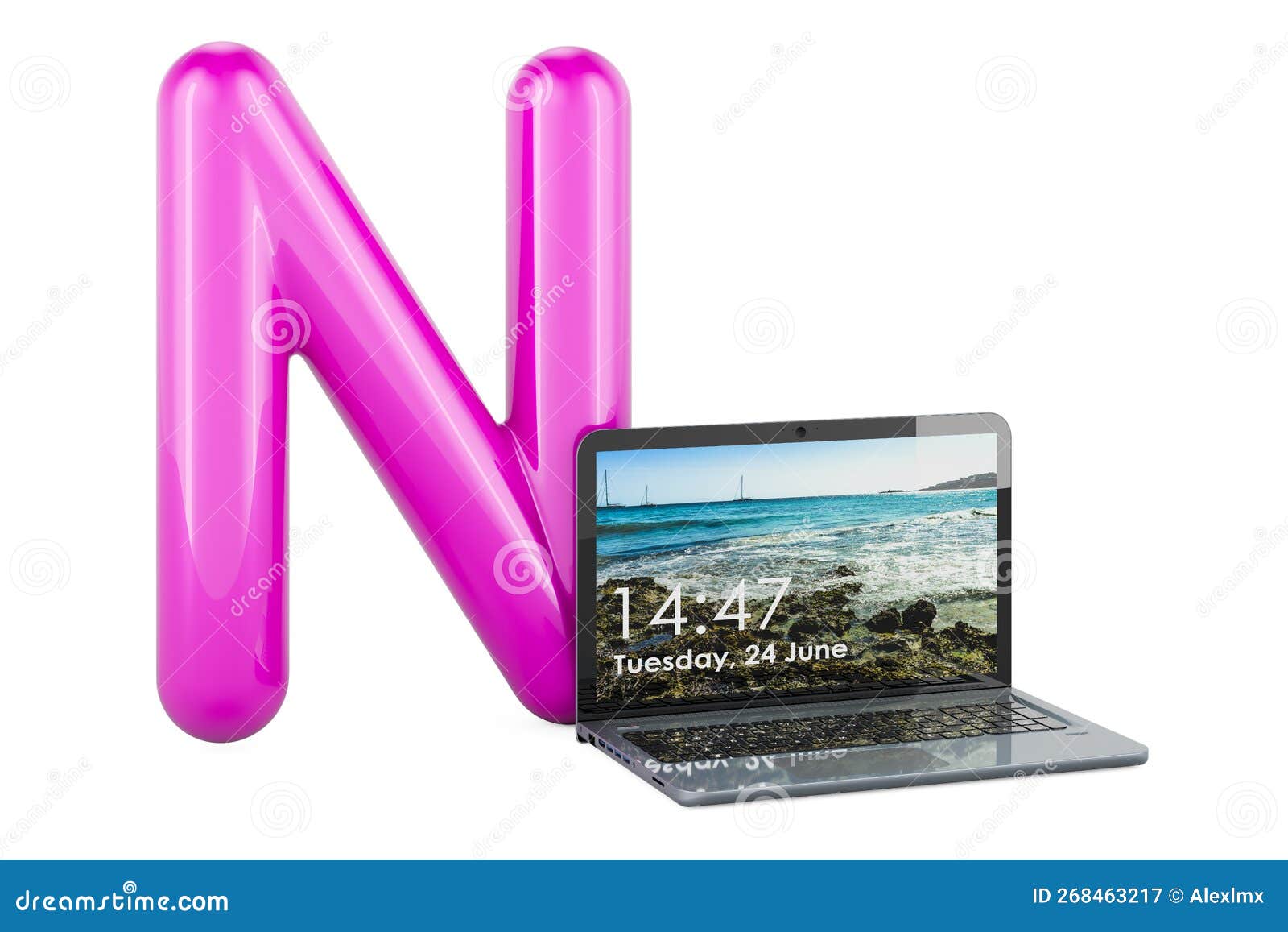 Kids ABC, Letter N with Notebook. 3D Rendering Stock Illustration ...