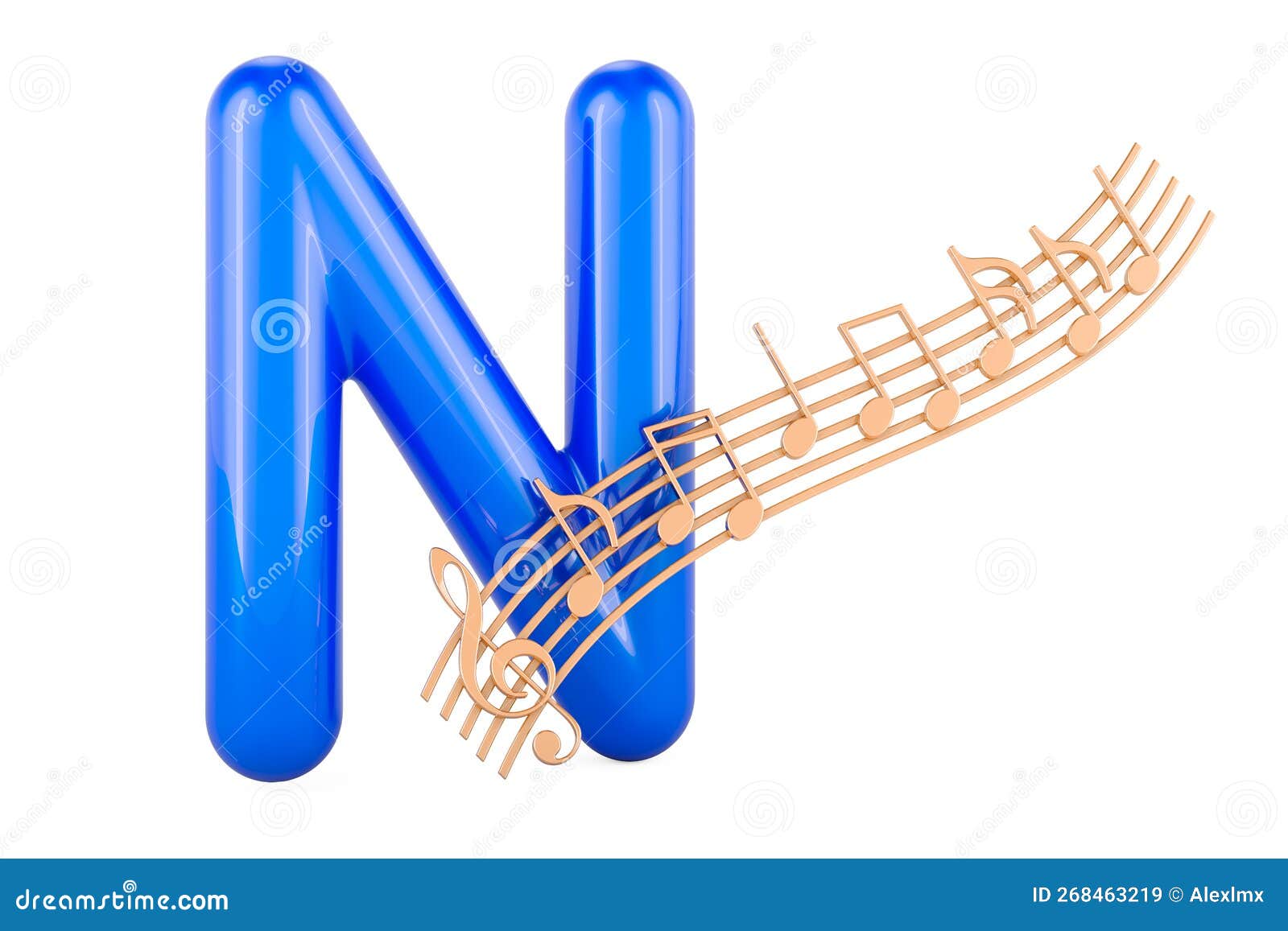 Kids ABC, Letter N with Notes. 3D Rendering Stock Illustration ...