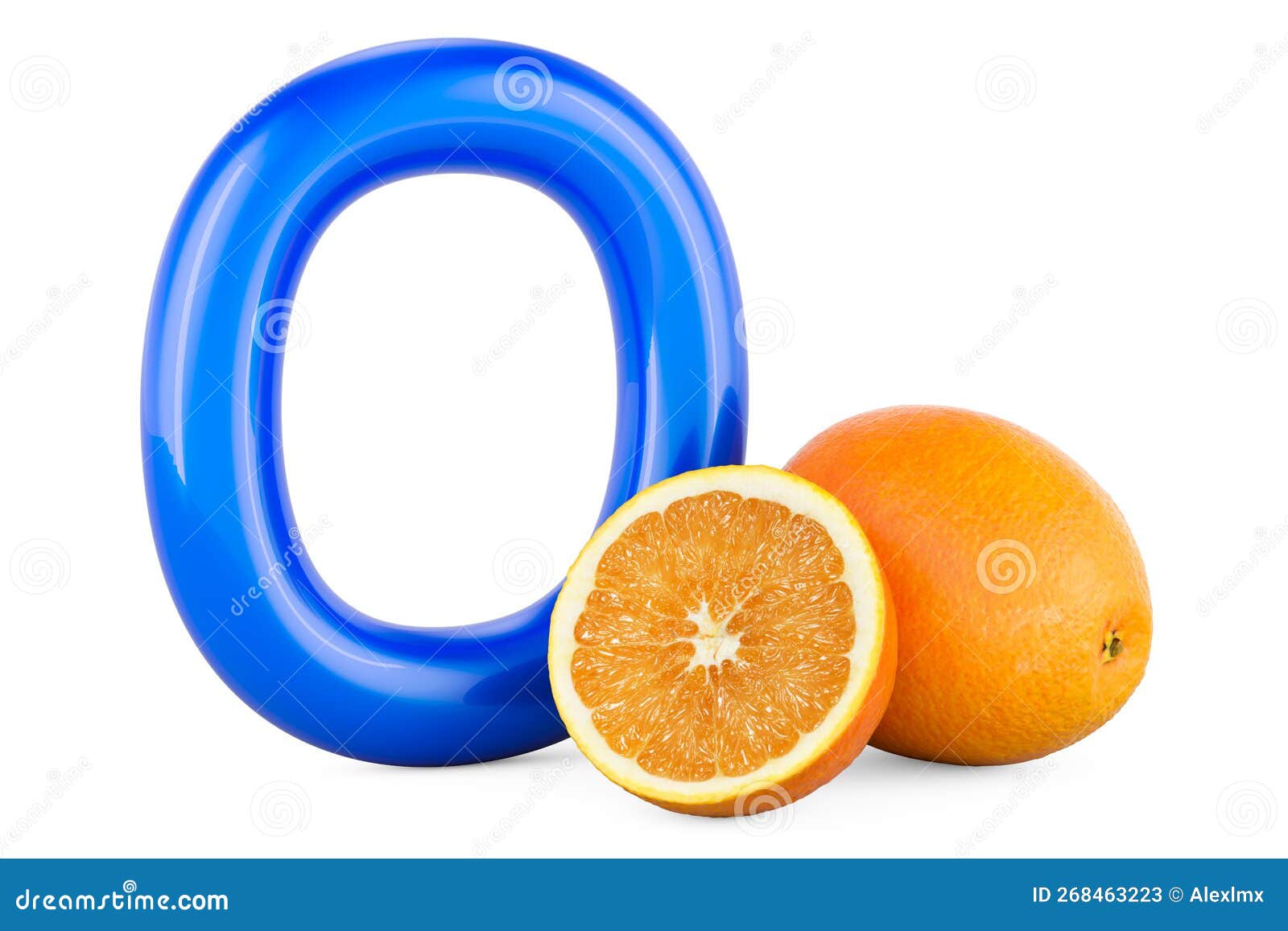 Kids ABC, Letter O with Orange. 3D Rendering Stock Illustration ...