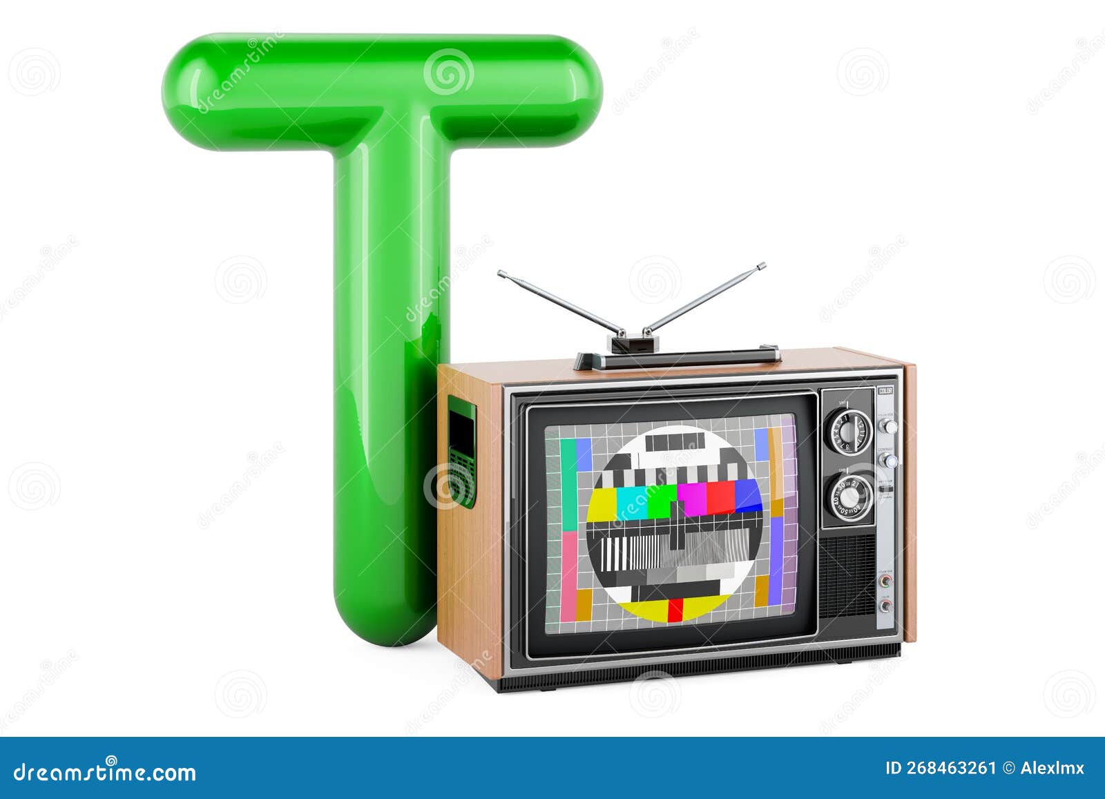 Kids ABC, Letter T with TV Set. 3D Rendering Stock Illustration ...