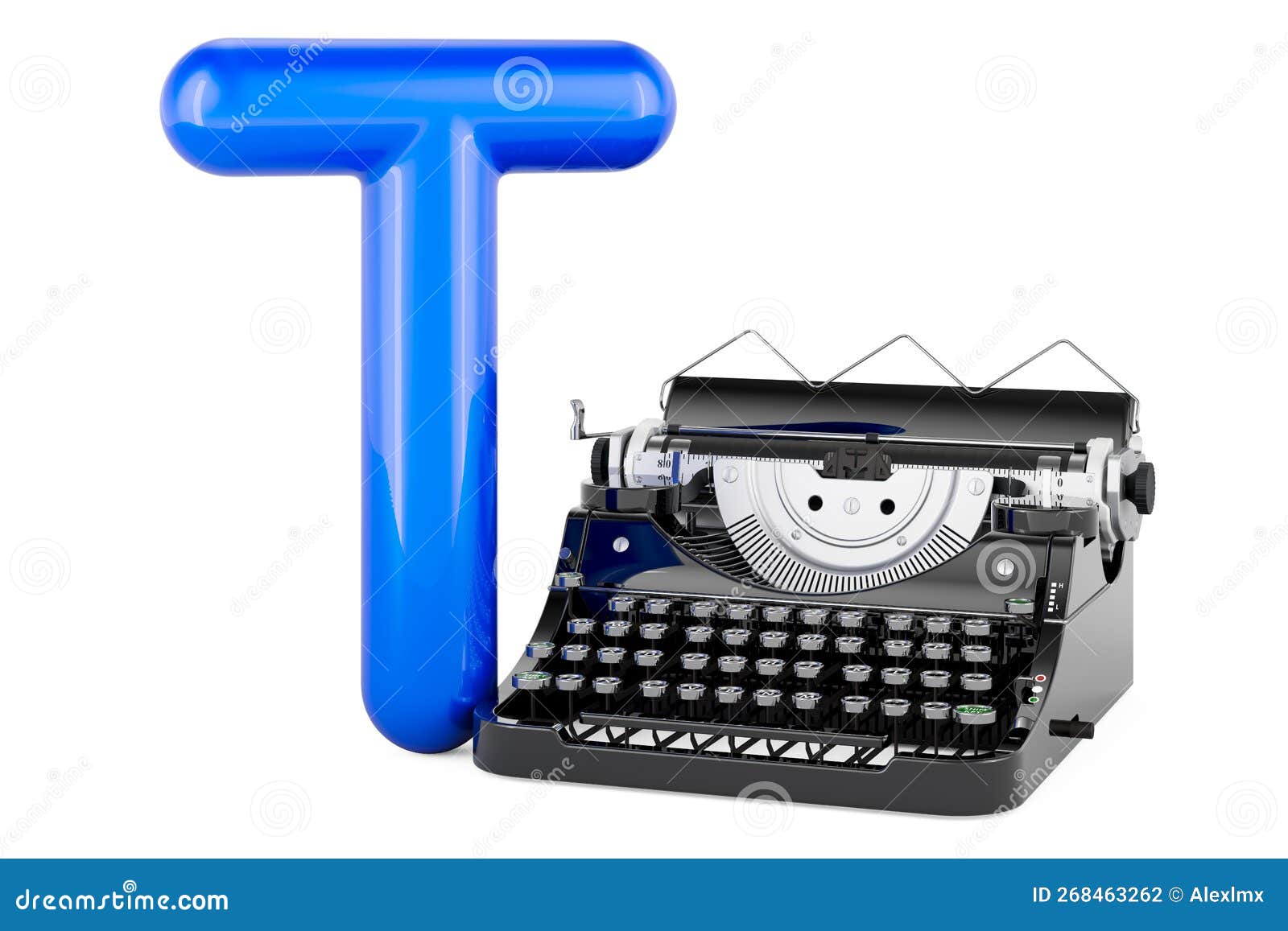 Kids ABC, Letter T with Typewriter. 3D Rendering Stock Illustration ...