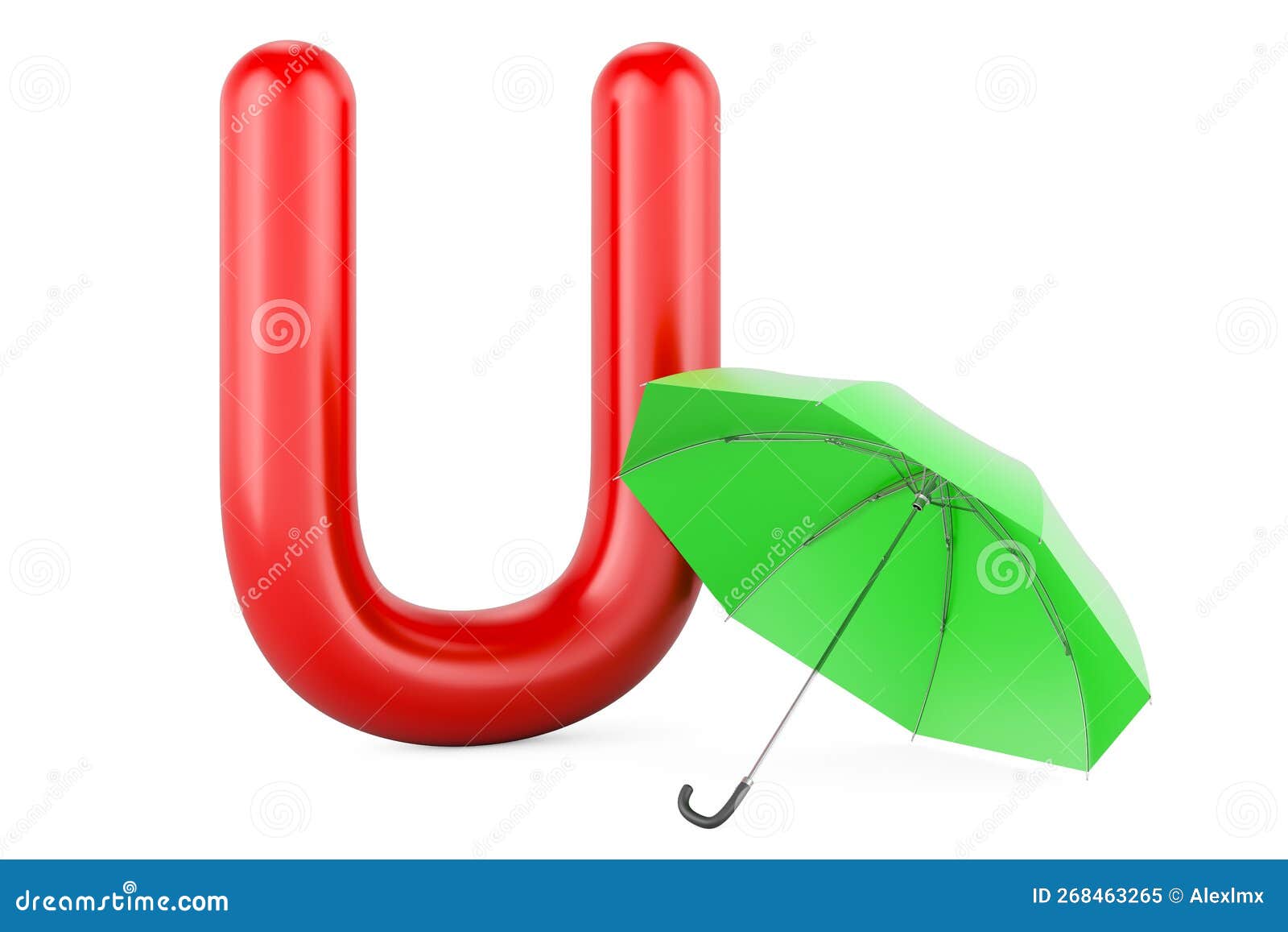 Kids ABC, Letter U with Umbrella. 3D Rendering Stock Illustration ...