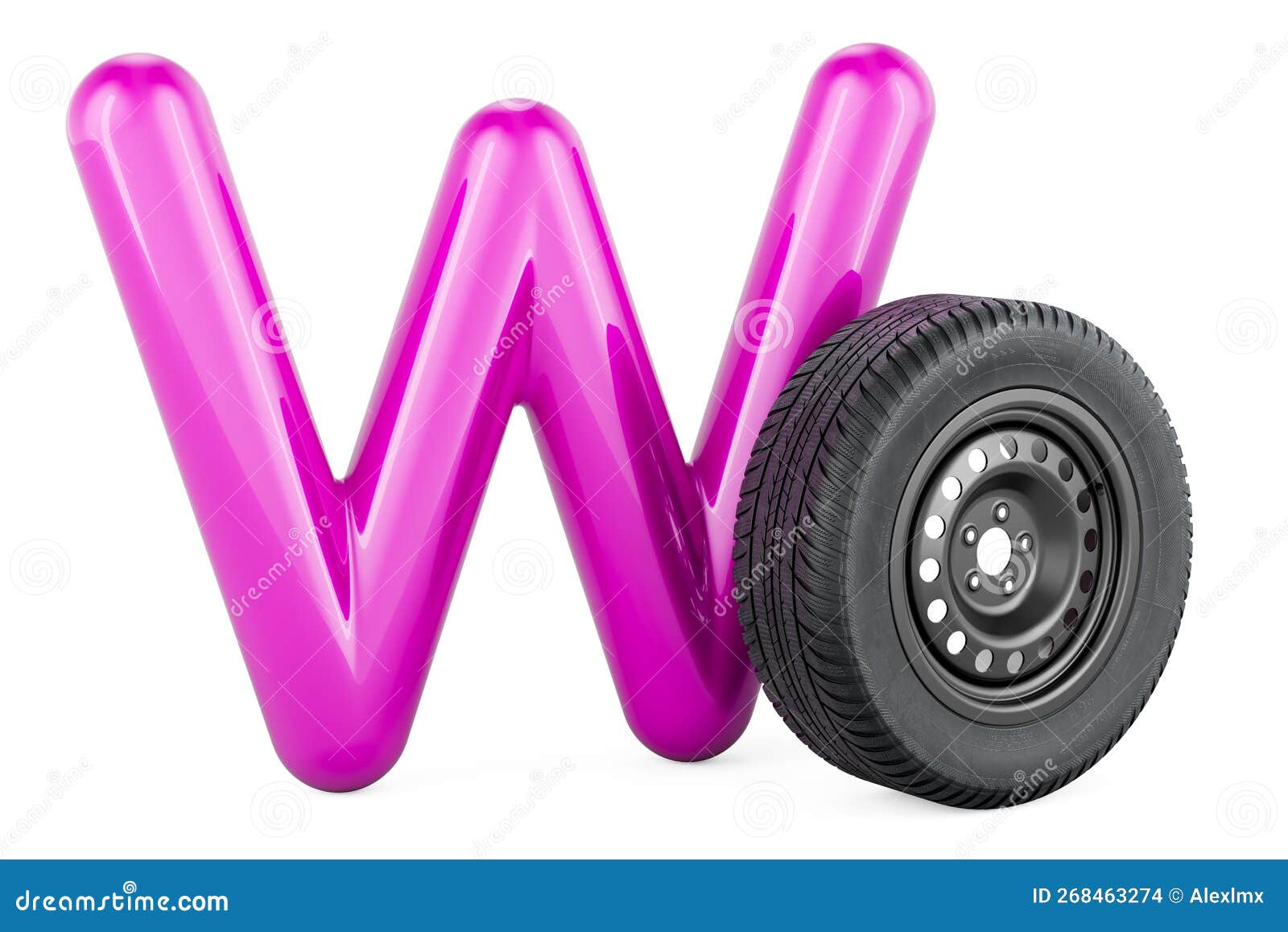 Kids ABC, Letter W with Wheel. 3D Rendering Stock Illustration ...