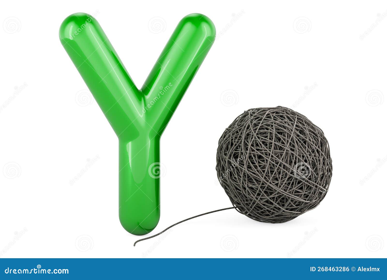 Kids ABC, Letter Y with Yarn. 3D Rendering Stock Illustration ...