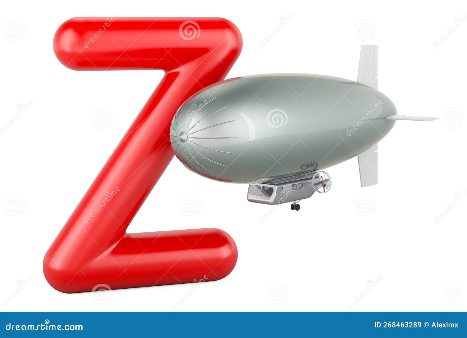 Kids ABC, Letter Z with Zeppelin. 3D Rendering Stock Illustration ...