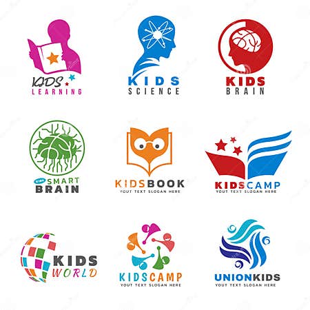 Kids for Activities and Learning Logo Vector Set Design Stock Vector ...