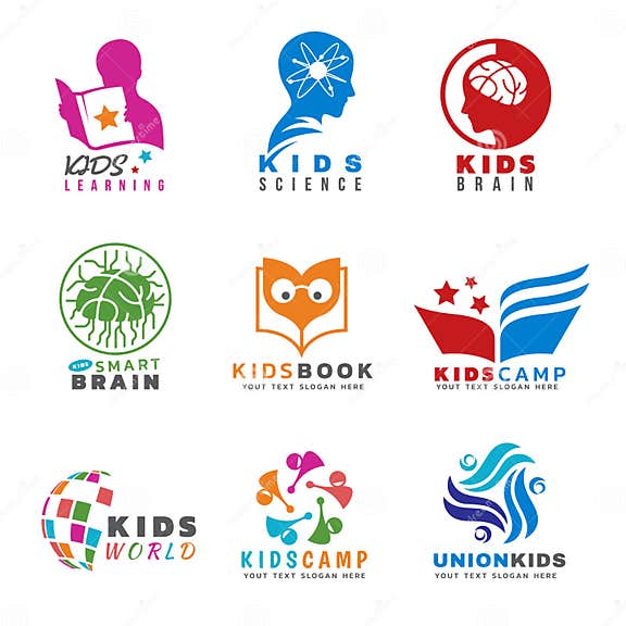Kids for Activities and Learning Logo Vector Set Design Stock Vector ...