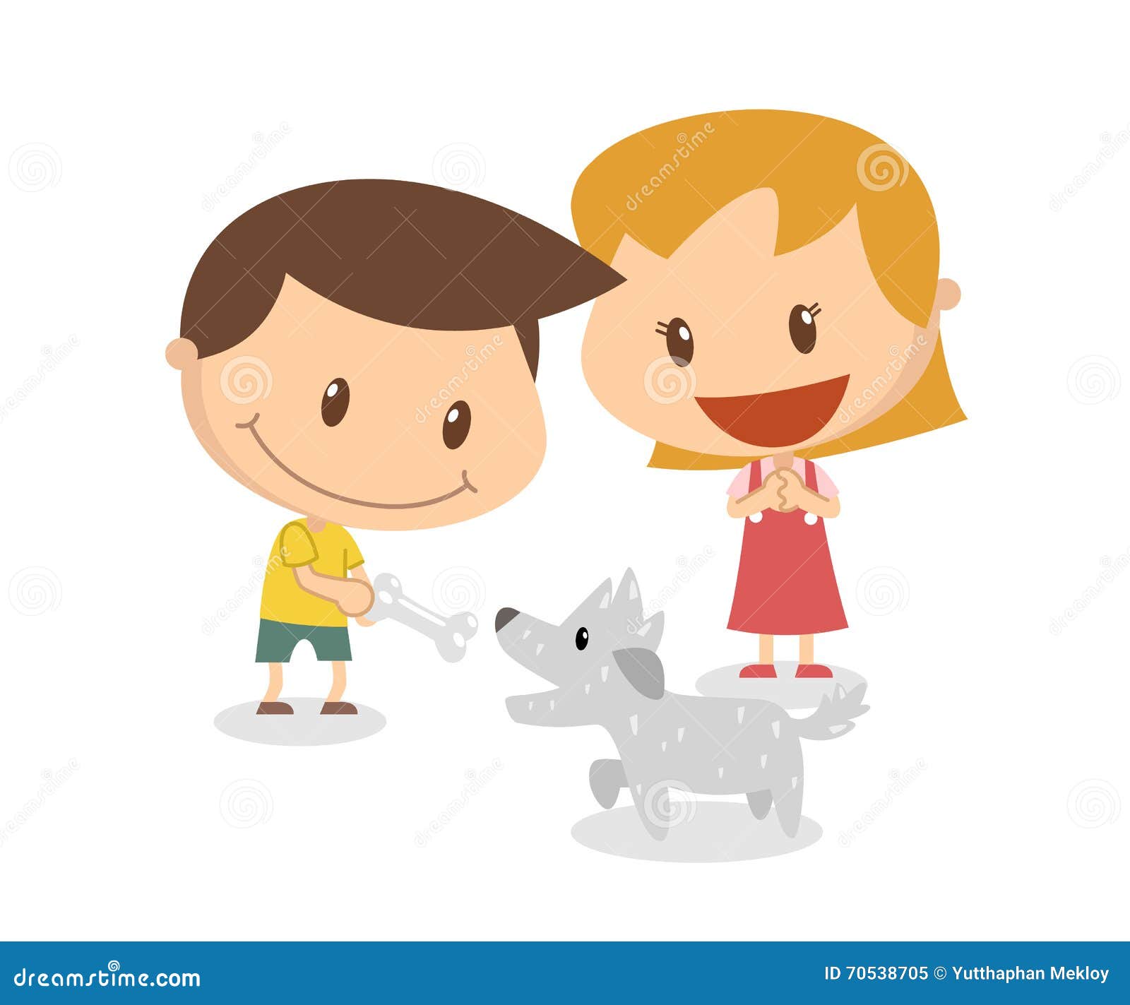 Kids Activity. Giving a Bone To the Dog Stock Illustration ...