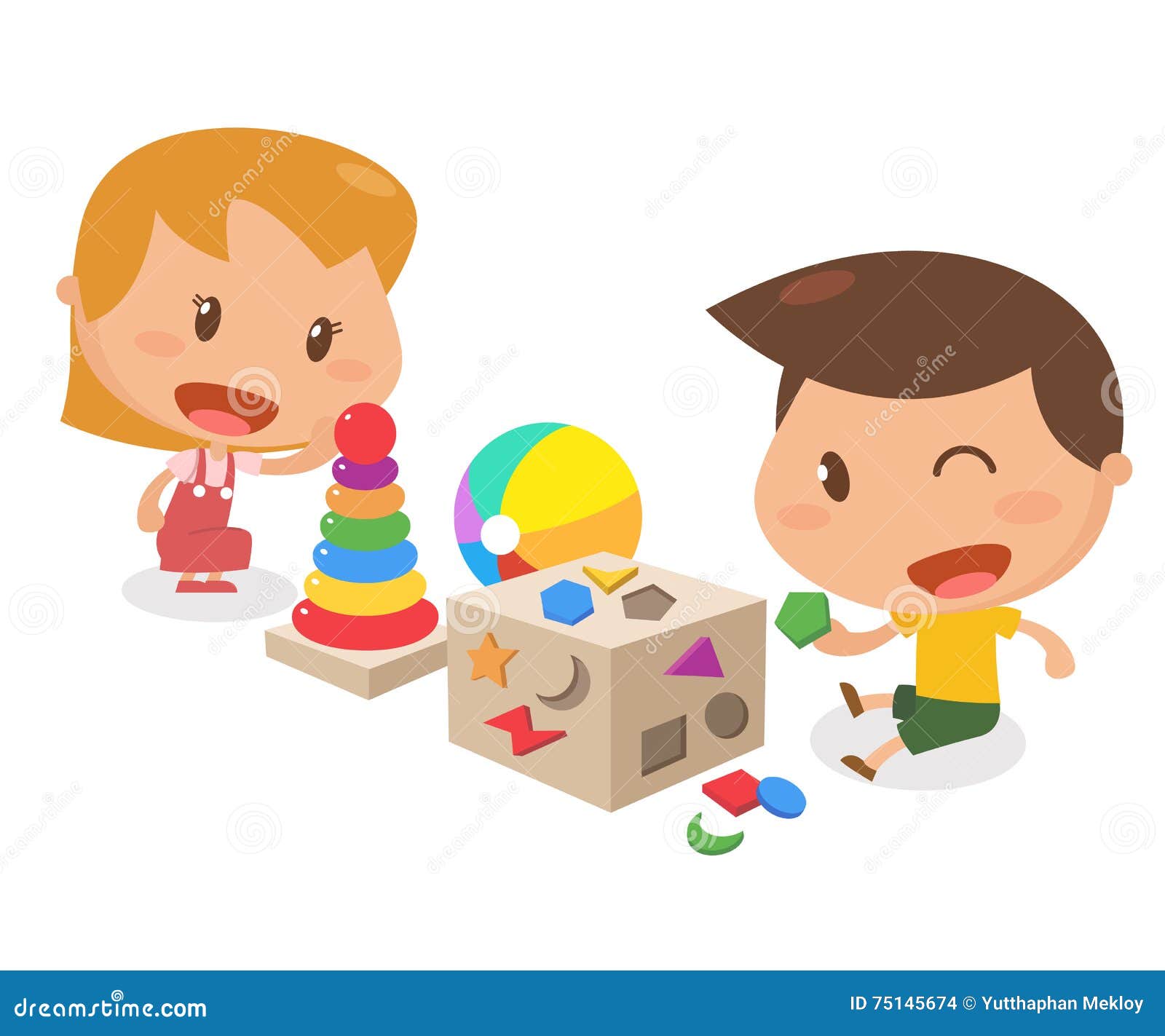 Kids Activity. Play Together. Stock Illustration - Illustration of ...