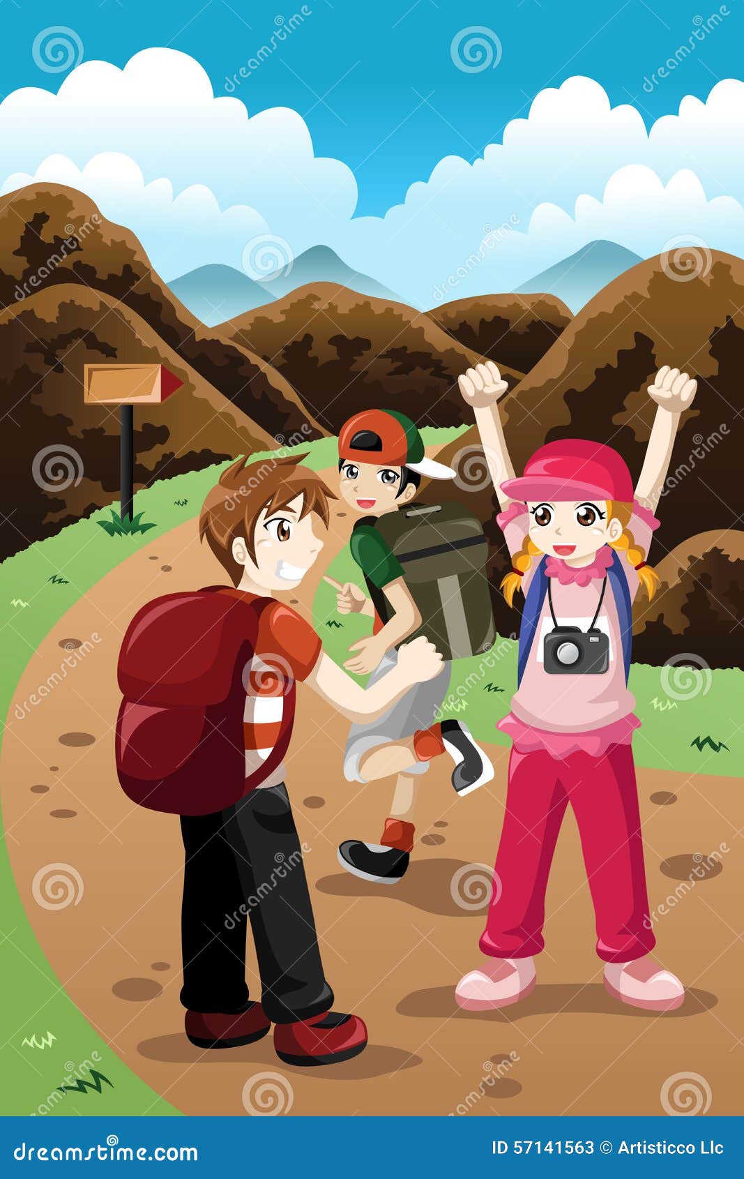Kids on a Adventure stock vector. Illustration of together - 57141563