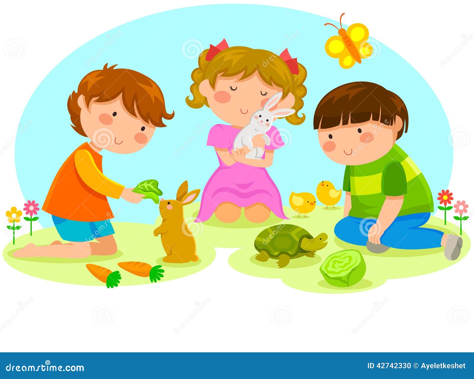 Kids with animals stock vector. Illustration of animals - 42742330