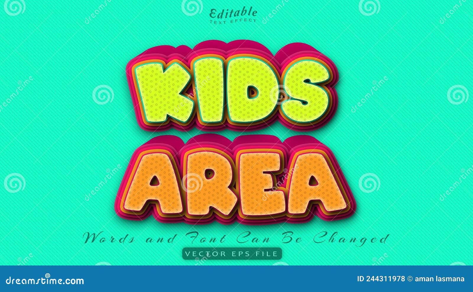 Kids area text effect stock vector. Illustration of area - 244311978