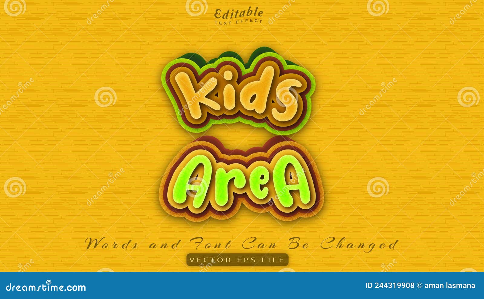 Kids area text effect stock vector. Illustration of letter - 244319908