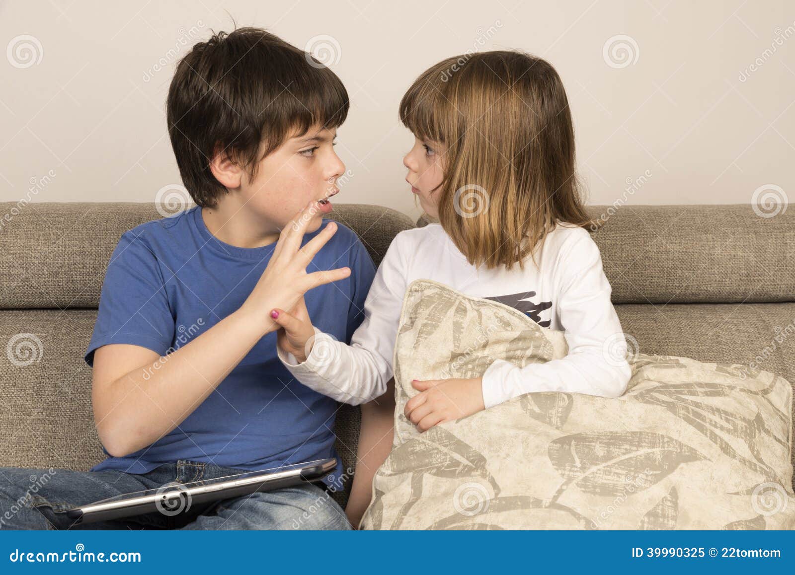 Kids Arguing for Playing with a Digital Tablet Stock Image - Image of ...
