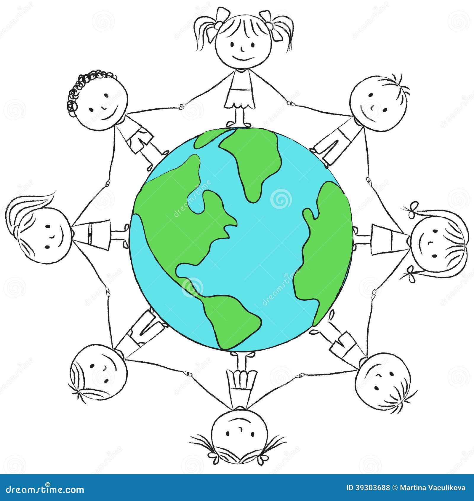 Kids around planet stock vector. Illustration of friendship - 39303688