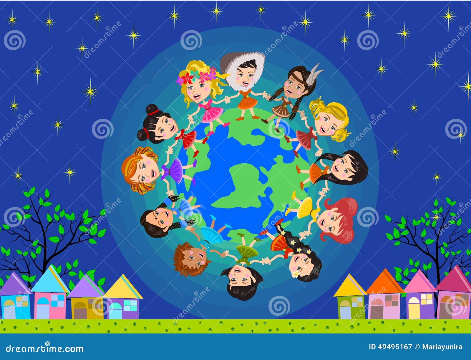Kids around the world stock vector. Illustration of indian - 49495167