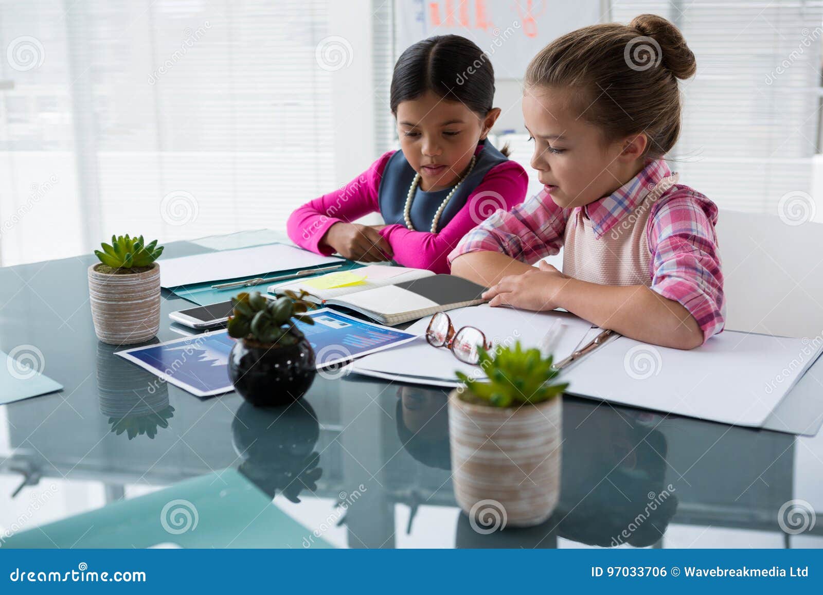 Kids As Business Executive Reading Book Stock Photo - Image of ...