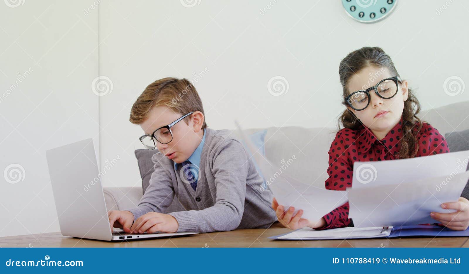 Kids As Business Executive Working at Desk 4k Stock Video - Video of ...