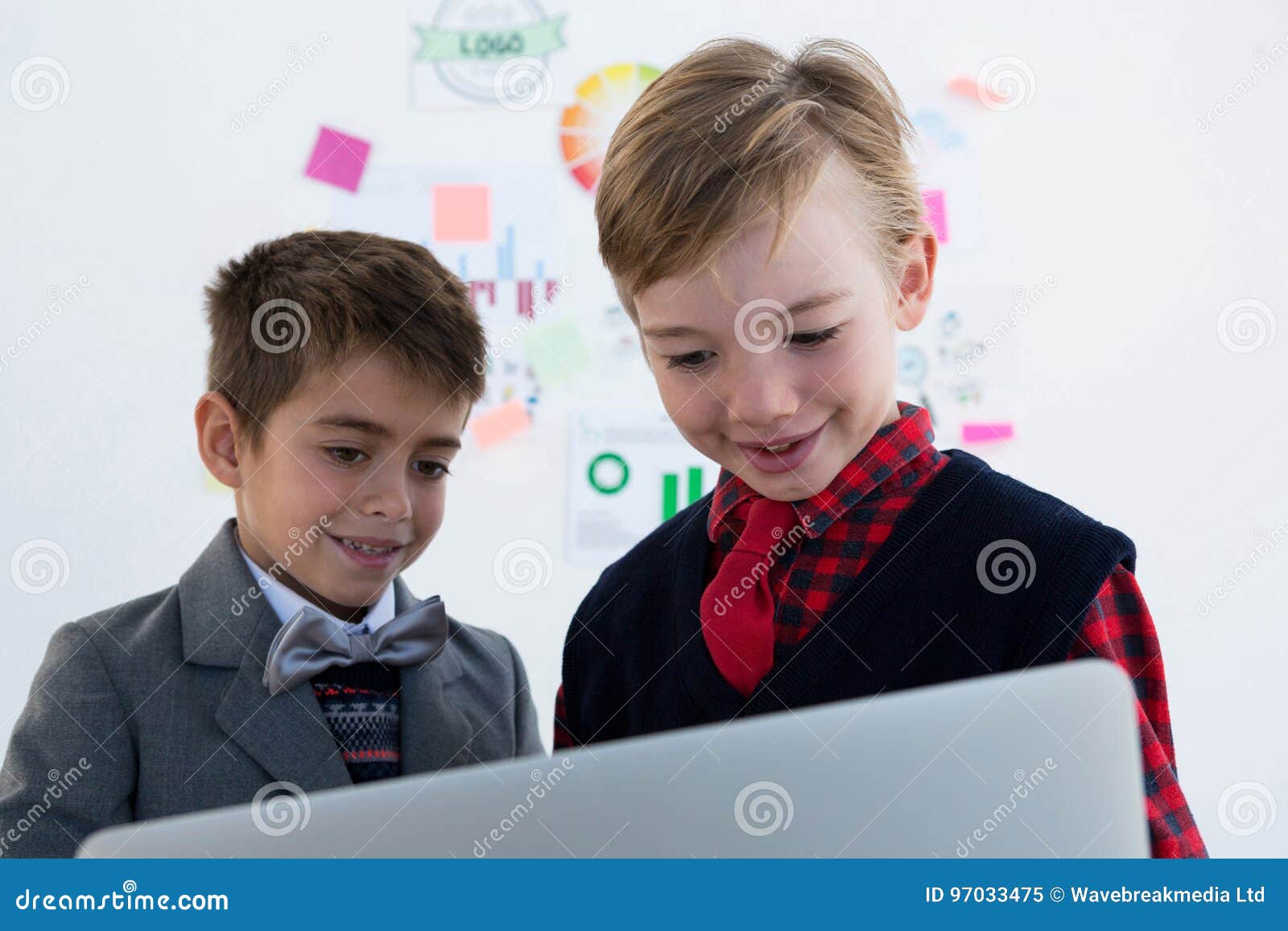 Kids As Business Executives Using Laptop Stock Image - Image of ...