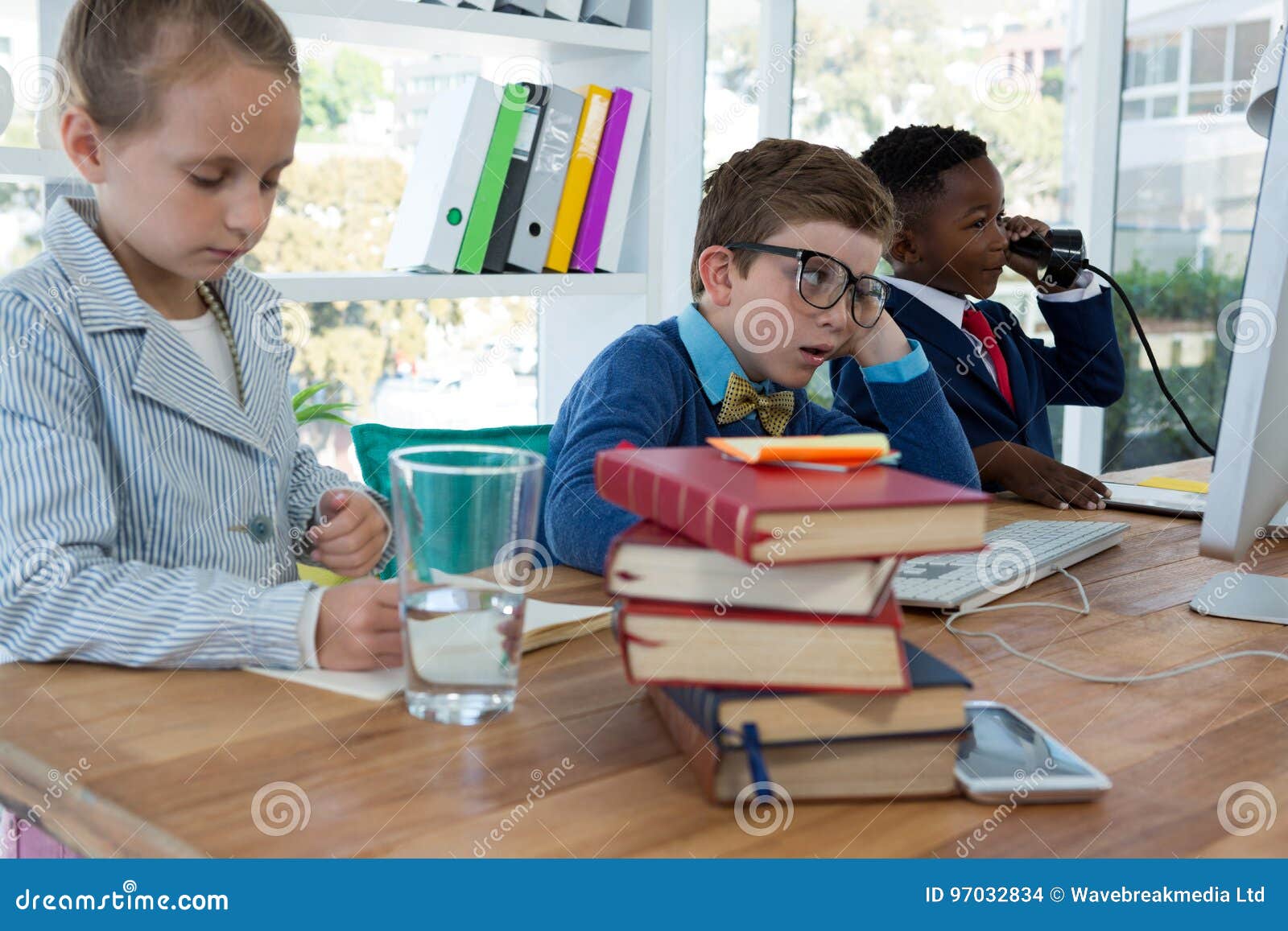 Kids As Business Executives Working Together Stock Photo - Image of ...