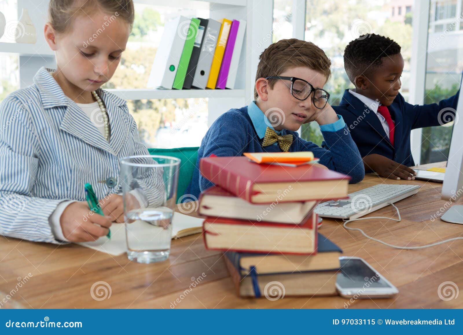 Kids As Business Executives Working Together Stock Image - Image of ...