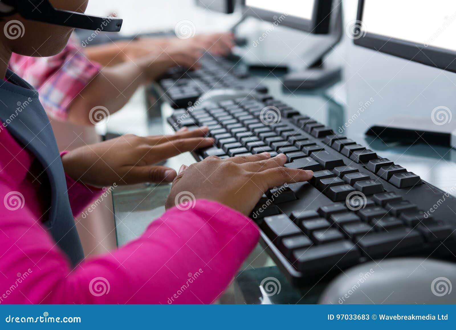 Kids As Customer Care Executive Working in the Office Stock Image ...