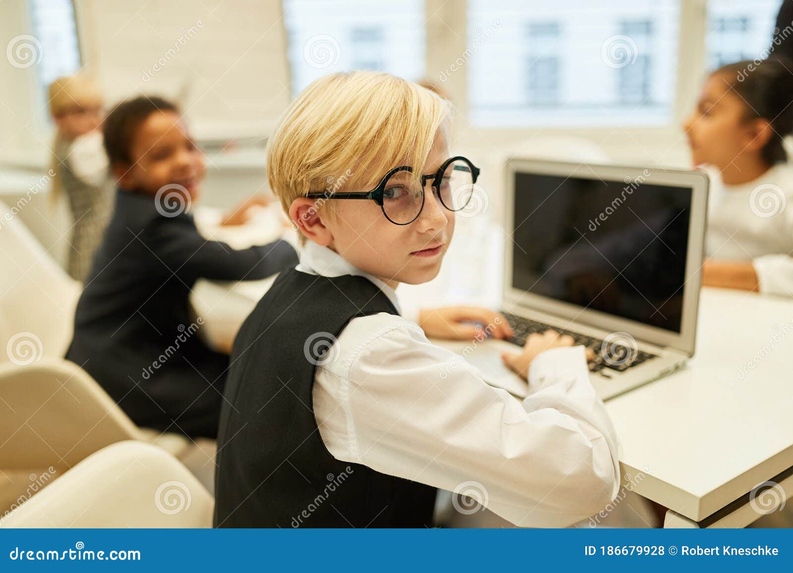 Kids As a Software Developer at the Laptop Computer Stock Photo - Image ...