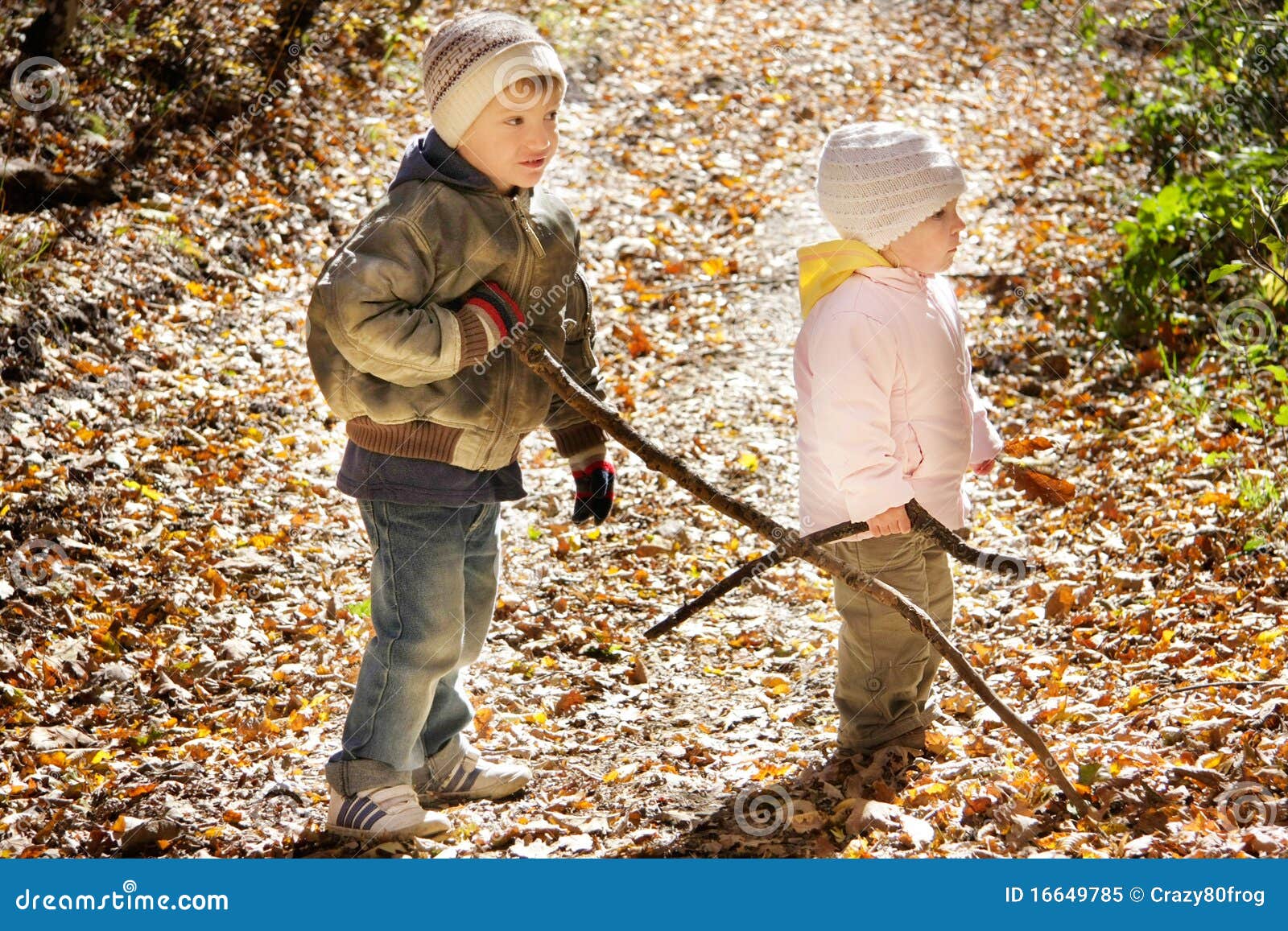 Kids in autumn forest stock image. Image of toddler, girl - 16649785