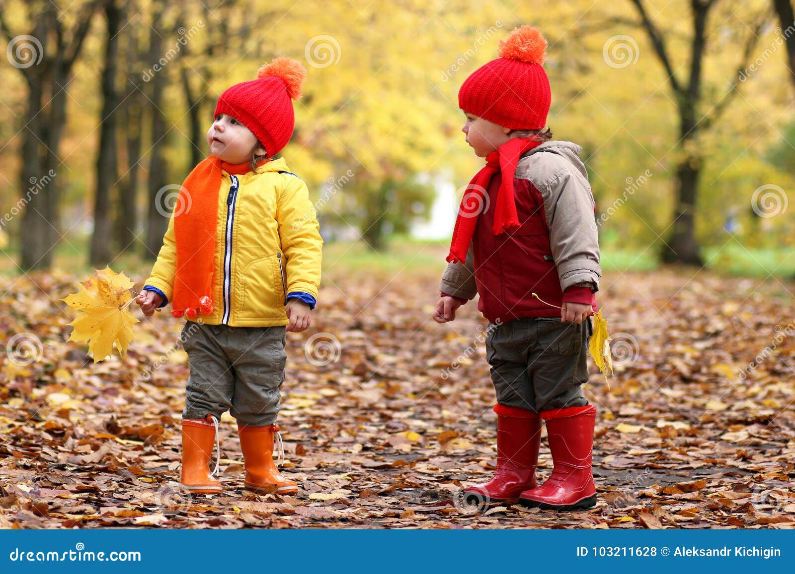 Kids in Autumn Park with Pumpkin Stock Photo - Image of fall, park ...