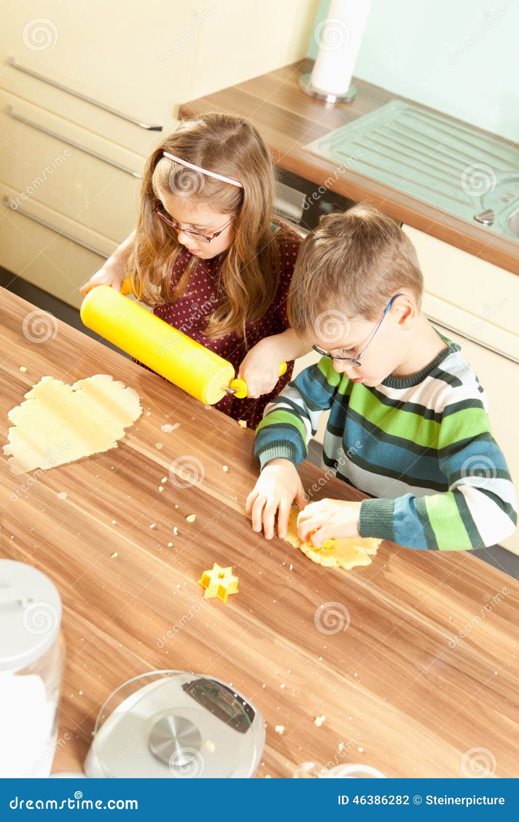 Kids are baking stock photo. Image of rollers, cutter - 46386282