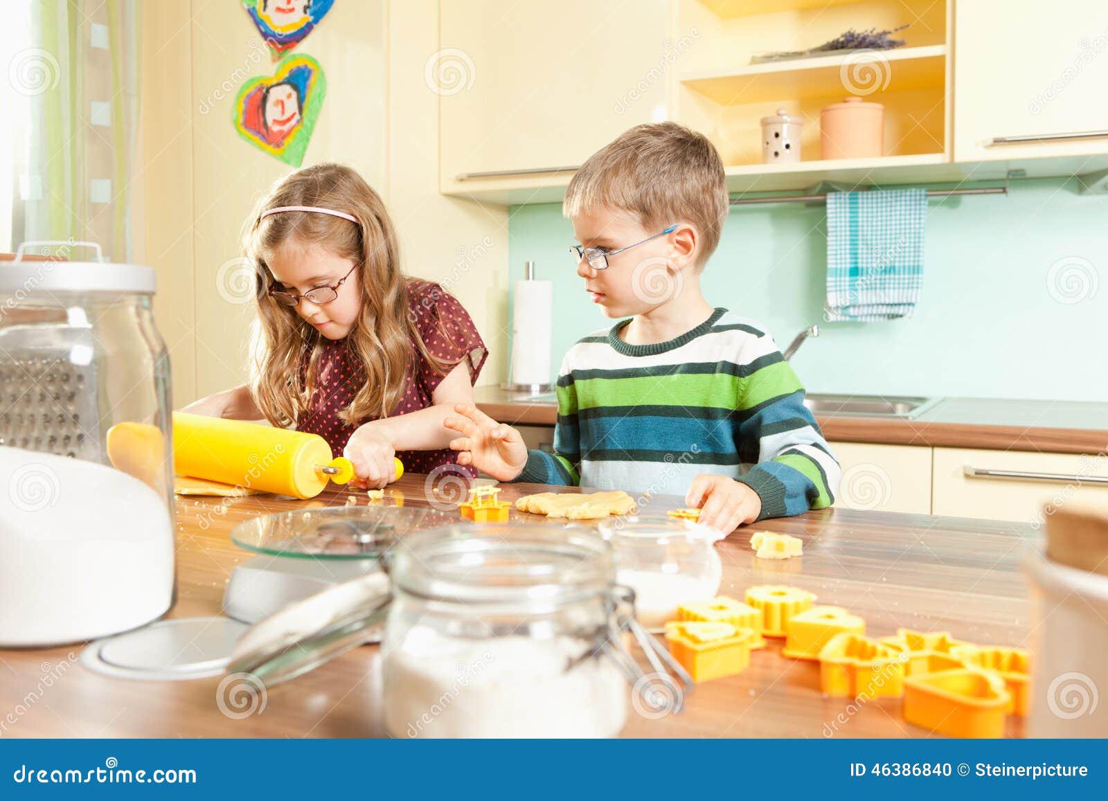 Kids are baking stock photo. Image of childhood, dough - 46386840