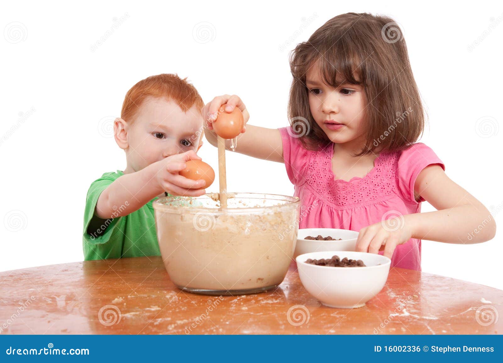 Kids Baking Chocolate Chip Cookies Stock Photo - Image of brothers ...