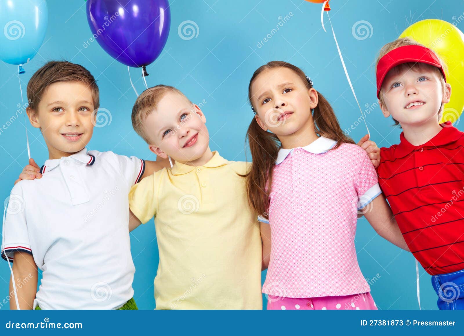 Kids with balloons stock image. Image of girl, celebrating - 27381873