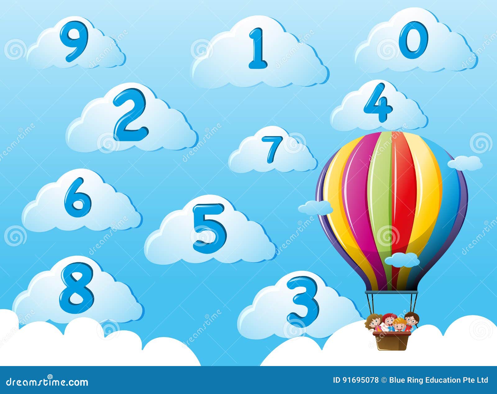 Kids on Balloons Counting Numbers Stock Vector - Illustration of ...