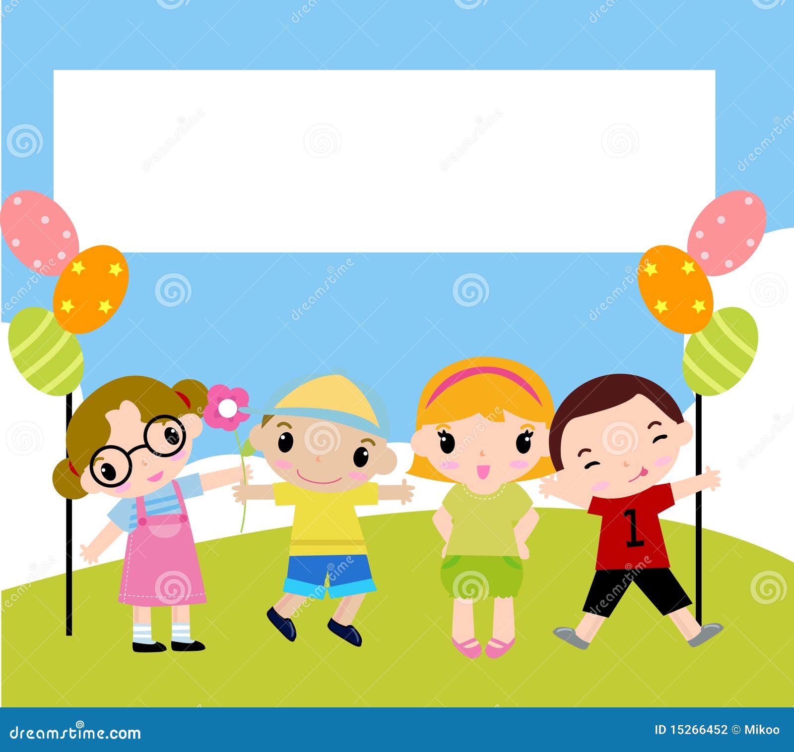 Kids and banner stock vector. Illustration of flower - 15266452