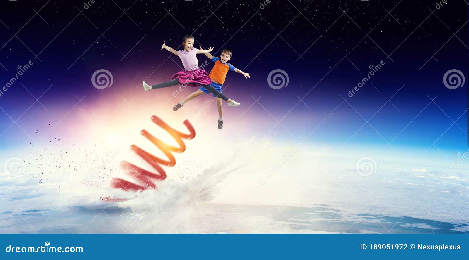 Kids bouncing in the space stock photo. Image of child - 189051972