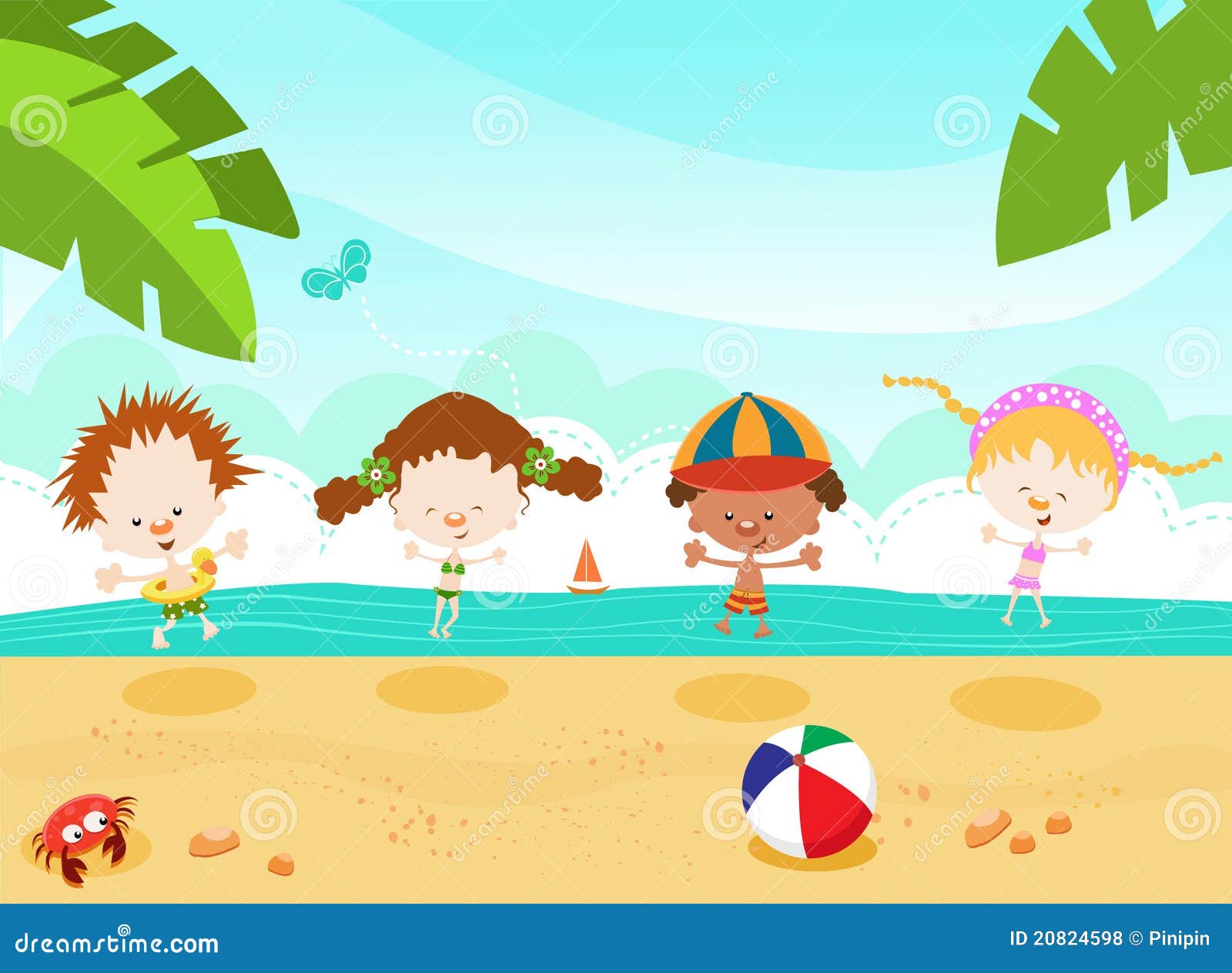 Kids At The Beach Clip Art