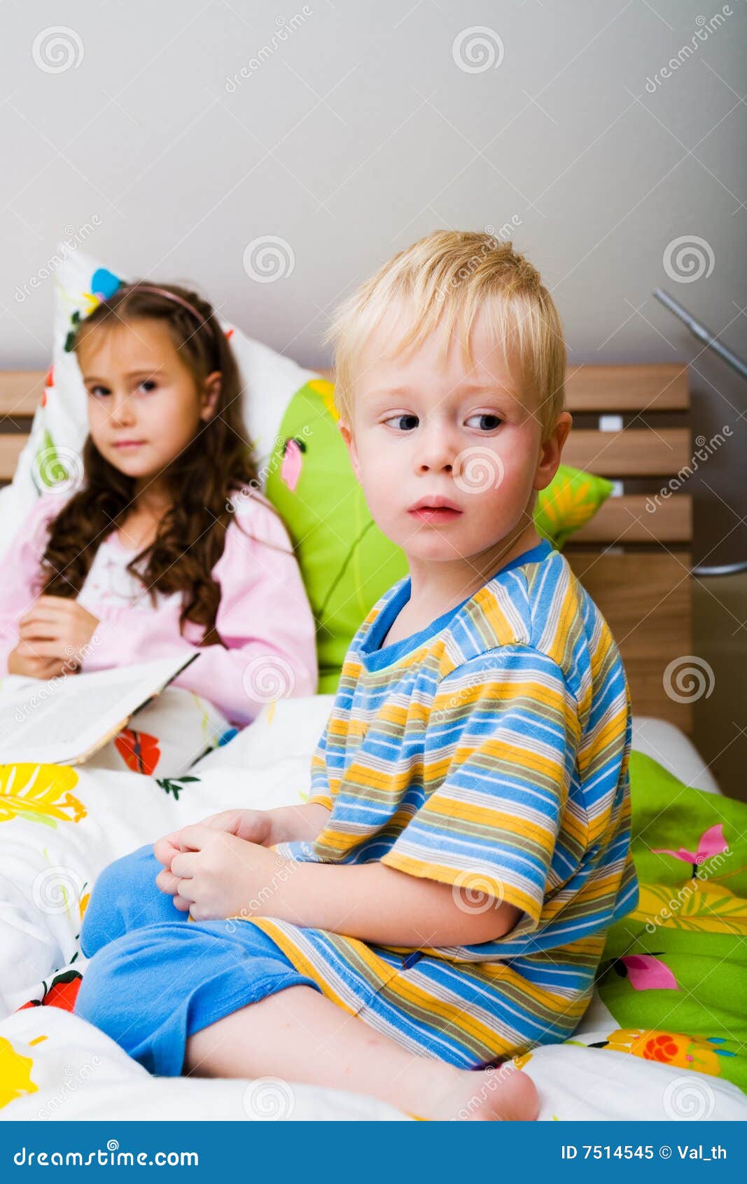 Kids in bed stock image. Image of person, morning, face - 7514545