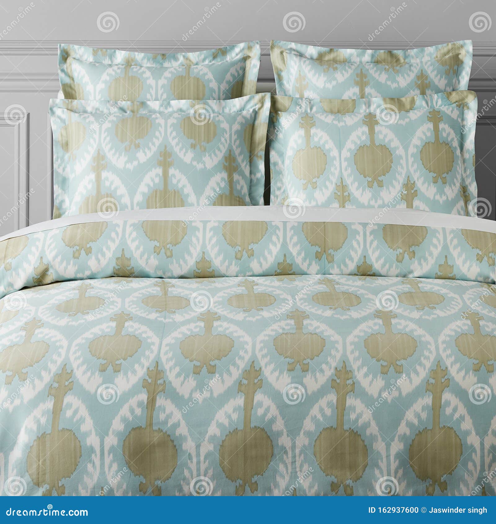 Kids Bedding: Boys Classic White and Blue Plaid Bedding Stock Photo ...