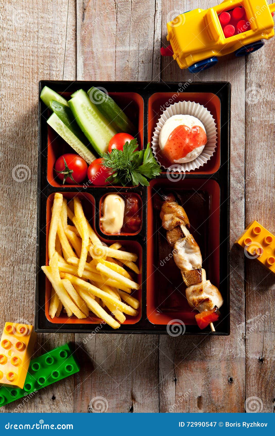 Kids Bento Food stock image. Image of black, drink, potatoes - 72990547