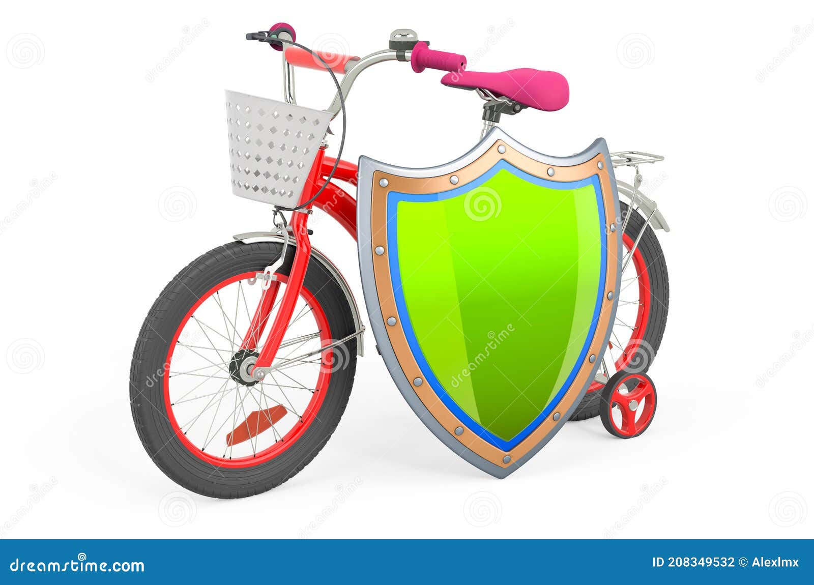 Kids Bicycle with Shield, 3D Rendering Stock Illustration ...