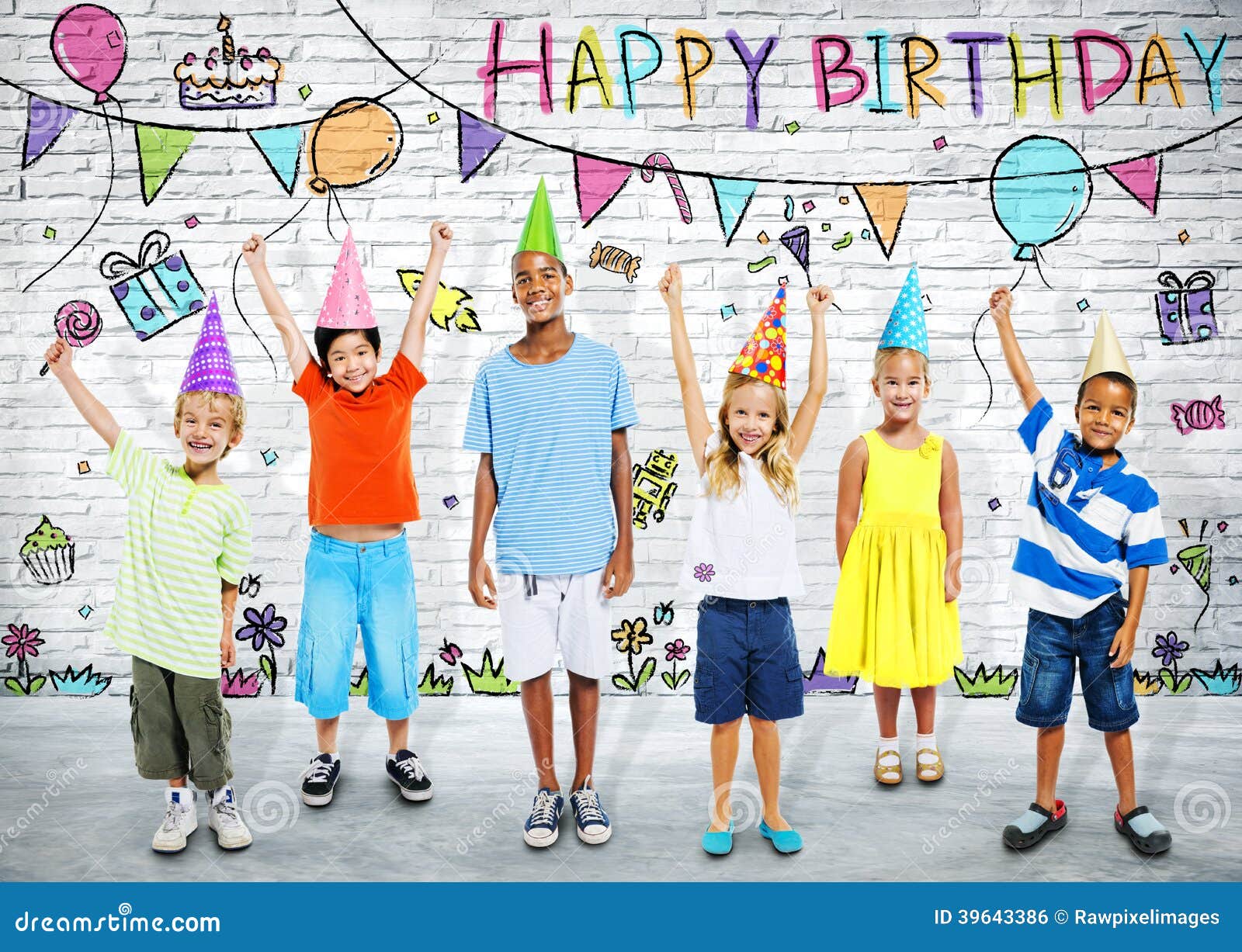 Kids on the Birthday Party stock photo. Image of childhood - 39643386
