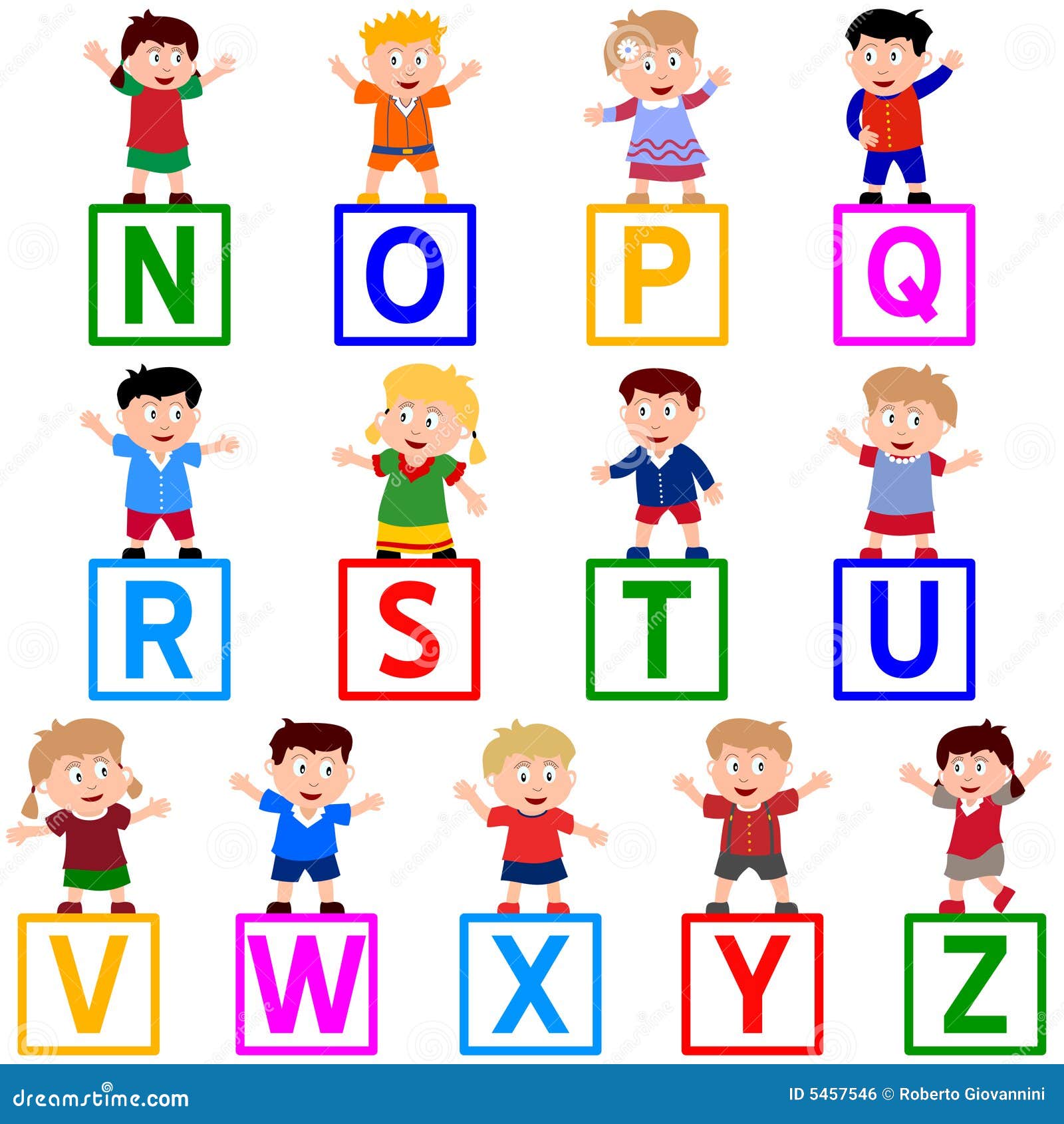 Kids & Blocks [N-Z] stock vector. Illustration of children - 5457546