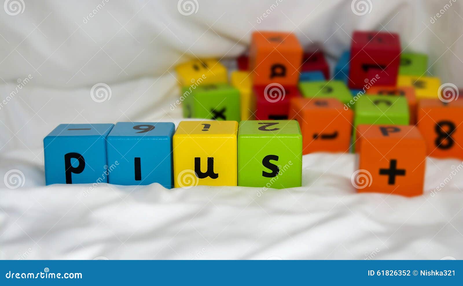 Kids blocks plus stock photo. Image of spell, colored - 61826352
