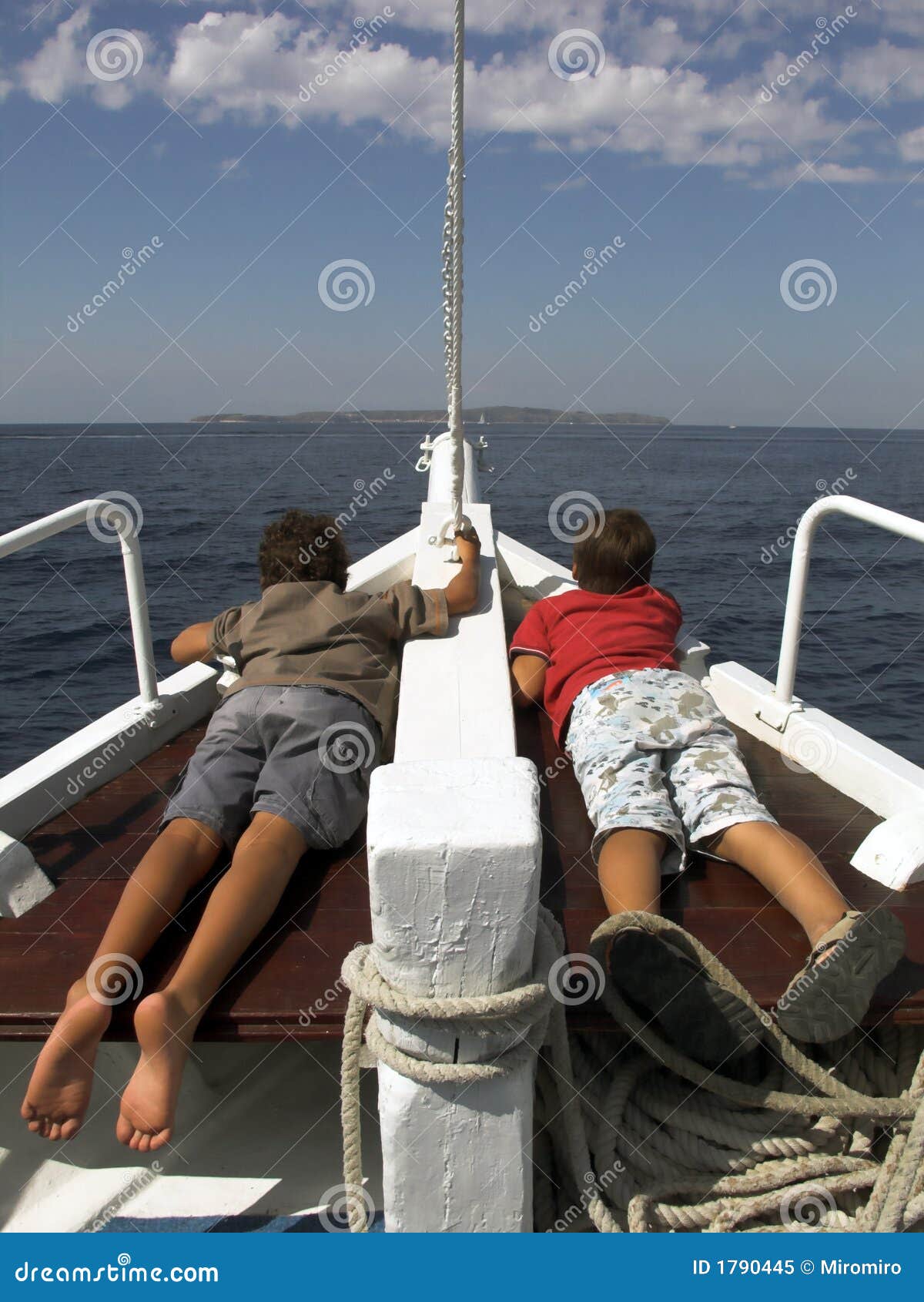 Kids on boat stock image. Image of clouds, back, adriatic - 1790445
