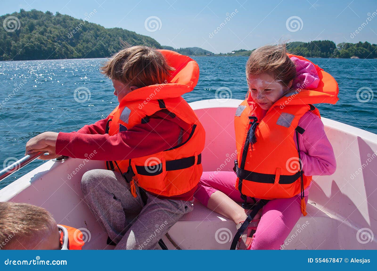 Kids in a boat stock image. Image of leisure, lifejacket - 55467847